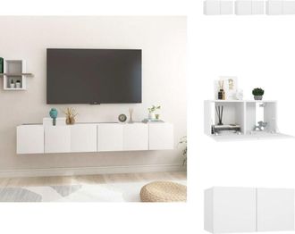 vidaXL Meubles TV suspendus 3 pcs Blanc 60x30x30 cm - Meuble Tv Mural - Meuble Tv Blanc - Rangement Tv - &Eacute;tag&egrave;re Murale - Support Tv