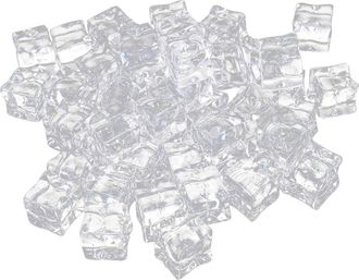 Aboofan 60 St&uuml;ck Teiliges Acryl Fake Ice Cubes Klare Realistische Eisw&uuml;rfel deko Unregelm&auml;&szlig;ige Quadrate Leicht Vielseitig als Fotorequisite Schmuck Getr&auml;nkef&uuml;