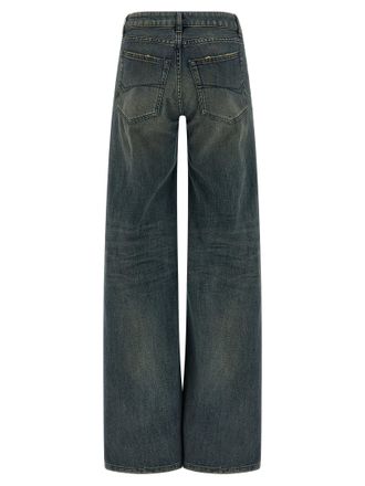 Balenciaga Womens Blue Cotton Flared Jeans Clothing