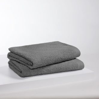 s.Oliver 2 TLG Duschtuch Set 70x140cm - 100% Baumwolle, 600 g/m², weich & saugstark, Doppelpack Duschtücher grau