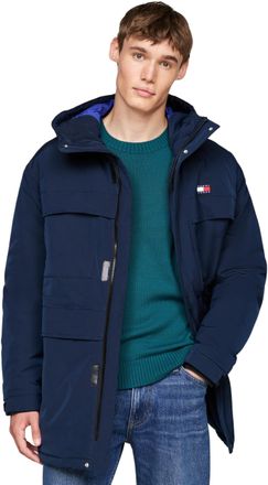 Tommy Jeans Herren Parka Tech Canvas mit Kapuze, Blau (Dark Night Navy), XL