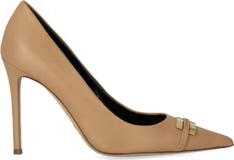 Elisabetta Franchi Femme, Chaussures, Beige, Taille: 39 EU Escarpin en cuir avec d&eacute;tail logo