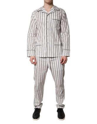 Dolce & Gabbana Mens Striped Cotton Pajama Set Multicolor T-shirts