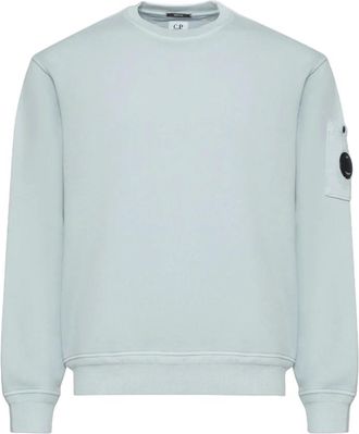 C.P. Company C.p. Company, Homme, Sweatshirts et sweats &agrave; capuche, Bleu, Taille: 2XL SweaT-shirt &agrave; Col Rond en Molleton Diagonal Gaufr&eacute; avec Lentille
