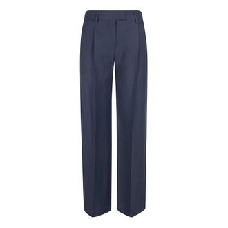 Brunello Cucinelli Femme, Pantalons, Bleu, Taille: 38 FR Loose Pleated Pantalons