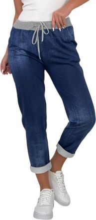 Mississhop 287 Damen Hose Cargohose Blumen Sweatpants Jogginghose Baumwolle Freizeithose Boyfriend Jeans Dunkel Model 27