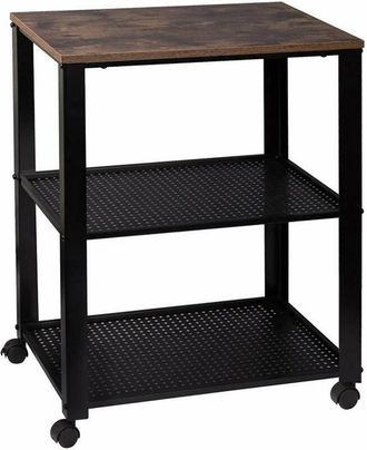 Woltu Chariot de Cuisine Chariot de Service étagère de Cuisine en métal et MDF, Desserte de Cuisine à roulettes, 60x40x76cm
