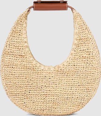 Staud Sac Moon Raffia Tote Bag Natural Tan