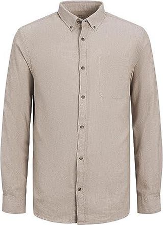 Jack & Jones Jjeclassic T-Shirt Melange Ls Sn Chemise, Crème, XXL Homme