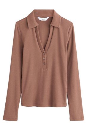 Next Langarmbluse Lang&auml;rmeliges Button-down-Henley-Oberteil (1-tlg)