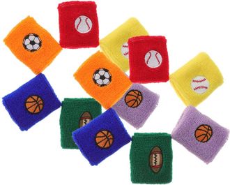 Cabilock 12 Stück Teiliges Elastisches Handgelenkband für Farbenfrohe Sport Wrist Wraps mit Fußball Basketball Motiven Waschbare Handgelenkschoner für Jungen u
