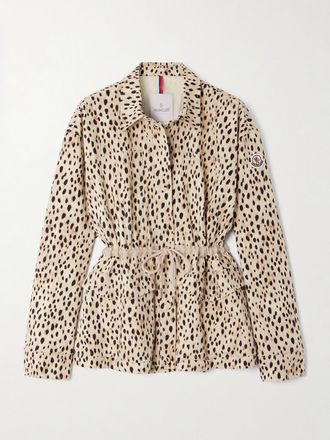 Moncler Saulon Jacke Aus Canvas Aus Einer Baumwollmischung Mit Animal-print Und Applikation - Neutral