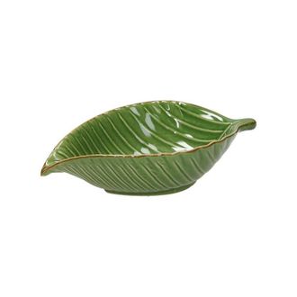 Tognana Relief Zaira Leaf Bowl in the shape and structure of a leaf, green, 20 x 12 cm, made of ceramic