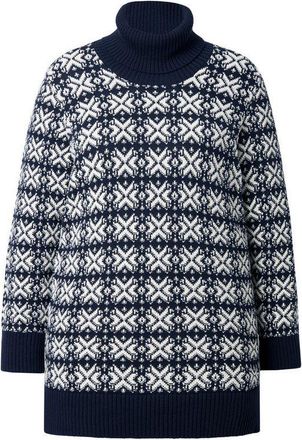 Ulla Popken Rollkragenpullover Pullover Schneeflocken Rollkragen Langarm