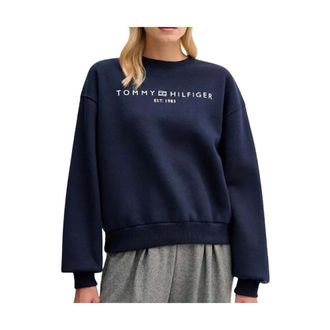 Tommy Hilfiger Femme, Sweatshirts et sweats &agrave; capuche, Bleu, Taille: 40 FR Corp Logo Modern SweaT-shirt