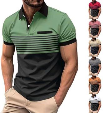 Generic Polo pour homme adulte respirant &agrave; s&eacute;chage rapide Chemise de golf d&eacute;contract&eacute;e Couleurs contrast&eacute;es Col rabattu Polo pour homme Coupe ajust&eacute;e S&eacute;chage 