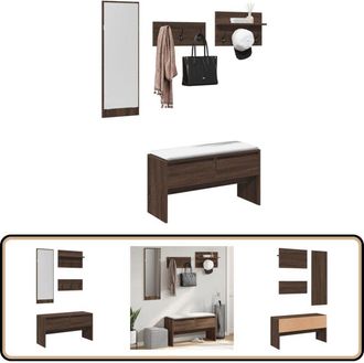 vidaXL Ensemble de meubles de couloir 4 pcs chêne marron - Banc Dentrée - Meuble Dentrée - Rangements Dentrée - Meuble De Couloir - Organisation Dentrée