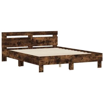 vidaXL Cadre de lit avec t&ecirc;te de lit ch&ecirc;ne fum&eacute; 140x190 cm Vidaxl