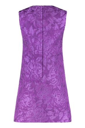 Dolce & Gabbana Womens Jacquard Mini Dress Purple Cotton