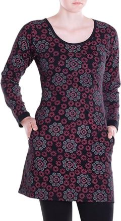 vishes Damen leichtes Langarmshirt-Kleid in Schwarz | Gr&ouml;&szlig;e L (40) | Handgefertigt aus 100% Baumwolle | Ideal f&uuml;r Fr&uuml;hling, Sommer & Herbst | Nachhaltige Alt