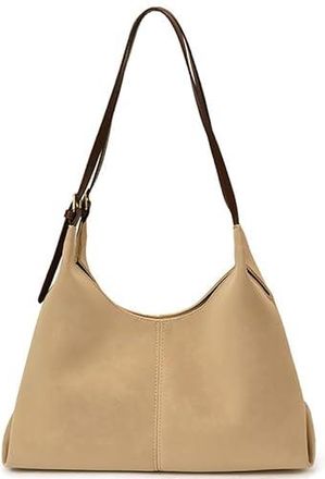 Generic Sac à bandoulière rétro en daim de couleur unie - Grand sac à bandoulière souple pour femme, voyage, shopping, travail, beige, 12.2x4.33x11.81inch