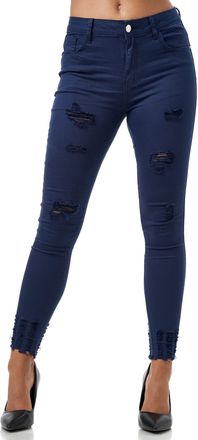 Elara Damen Jeans High Waist Destroyed Chunkyrayan MEL0275-1 Navy-44 (2XL)