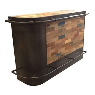 Pier Import Meuble bar bois recycl&eacute; arrondi &agrave; gauche 164x60 CARAVELLE