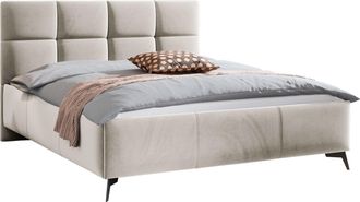 Mirjan24 Polsterbett Signese, Doppelbett mit Bettkasten, Lattenrost + Gasdruckfedern, Elegante Metallf&uuml;&szlig;e, Bett mit Polsterkopfteil, Bettgestell, Elegante Eheb