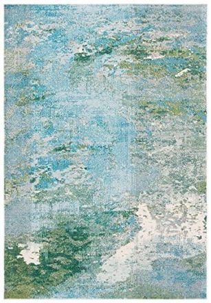 Safavieh Boho Teppich für Wohnzimmer, Esszimmer, Schlafzimmer - Madison Collection, Kurzer Flor, Grün und Blau, 66 X 122 cm