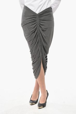 Givenchy Draped Stretch Viscose Midi Skirt with Chain Detail size 46