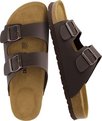 Cushionaire Lane Herren Sandale mit Korkfu&szlig;bett und +Comfort, Braunes Nappaleder, 43 EU