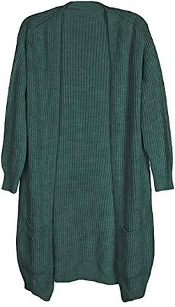 styleBREAKER Cardigan pour Femmes en Grosse Maille avec Poches plaquées, Gilet sans Fermeture, Manteau Long, Taille Unique 08010064, Couleur:Pétrole