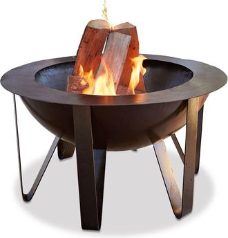 Loberon Feuerschale Lovis, Stilvolles Design, Robust und Standfest, Matte Oberfläche, Feuerstelle, Outdoor, Gartenzubehör, Eisen, antikbraun