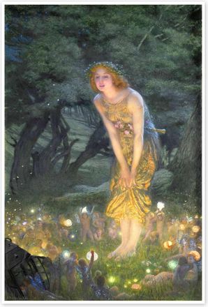 Posterlounge Mittsommernacht Poster von Edward Robert Hughes 40 x 60 cm Wandbilder Wanddeko