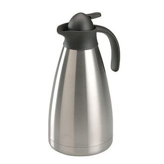 axentia Isolierkanne aus Edelstahl groß 2 Liter-Warmhaltekanne für Kaffee & Tee, Silber, 16.5 x 14 x 29.5 cm, 6-Einheiten