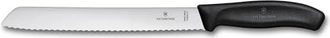 Victorinox by Swiss Army Swiss Classic, Profi Brotmesser, Extra Scharfe Klinge, Wellenschliff, 21 cm, Robuster Kunststoffgriff, Rostfreier Stahl, schwarz