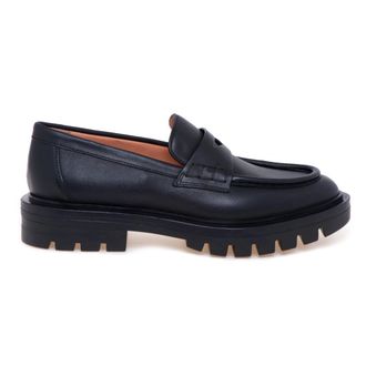 Santoni Polierter Leder Penny Loafer - - Shoes - Damen - Schwarzk - 41 EU