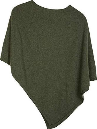styleBREAKER Poncho Doux en Maille Fine de Couleur Unie, col Rond, Femme 08010042, Couleur:Olive