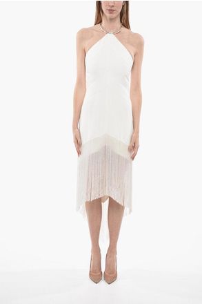 Jil Sander Halterneck Dress with Beaded Fringes size 42