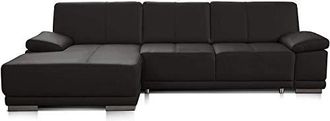 Cavadore Eckcouch Corianne / Modernes Leder-Sofa mit verstellbaren Armlehnen und Longchair / 282 x 80 x 162 / Echtleder, braun