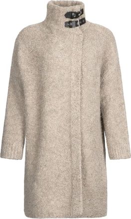 Liu Jo Femme, Manteaux, Beige, Taille: 36 FR Manteau en maille boucl&eacute;e