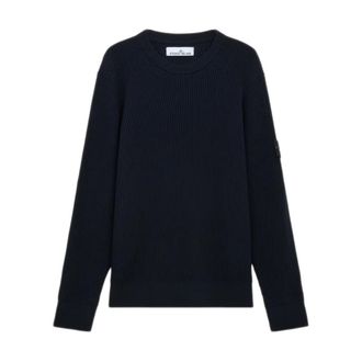 Stone Island Gerippter Pullover aus reiner Schurwolle - - Knitwear - Herren - Blau - M