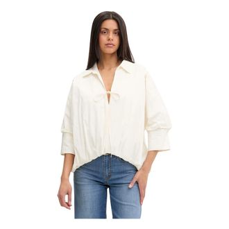 Vicolo Bluse mit Schleifen-Detail und Puff&auml;rmeln - - Blouses & Shirts - Damen - Beige - M