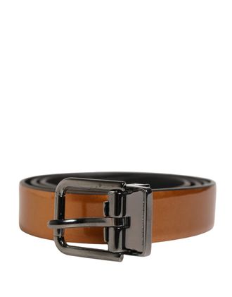 Dolce & Gabbana Men Brown Classic Leather Metal Buckle Belt Calf