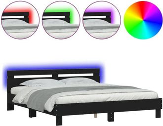 vidaXL Bettgestell mit Kopfteil und LED-Beleuchtung Schwarz 180x200 cm Vidaxl