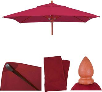 Mendler Ersatz-Bezug für Gastronomie Holz-Sonnenschirm HWC-C57, Sonnenschirmbezug, eckig 4x4m Polyester 3kg - Bordeaux