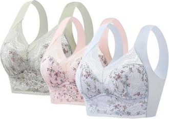 Generic Dentelle forte force de soutien pour femme, bretelles r&eacute;glables, couverture compl&egrave;te, soutien-gorge confortable sans armature, soutien-gorge sans arma