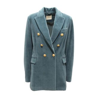 Circolo 1901 Samt Doppelreiher Jacke Mineral Farbe - - Jackets - Damen - Blau - L