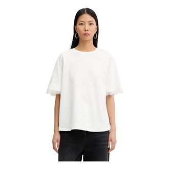 Twinset T-shirt &agrave; bordure en dentelle - Femme - Tops - Blanc - Taille: 40 FR