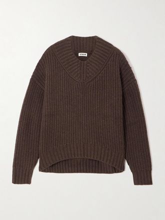 Staud Pull En Laine Mélangée Côtelée Otto - Marron